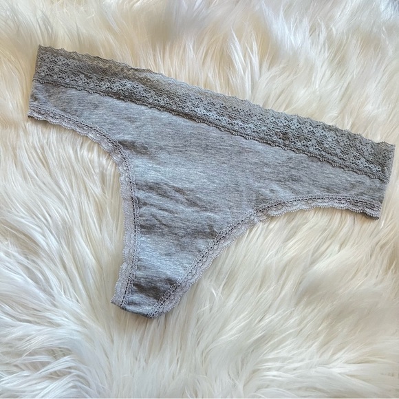 dip | Intimates & Sleepwear | Dip Gray Floral Lace Trim Thong Panties ...